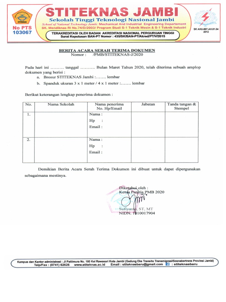 Berita Acara Serah Terima Brosur Dan Spanduk | PDF