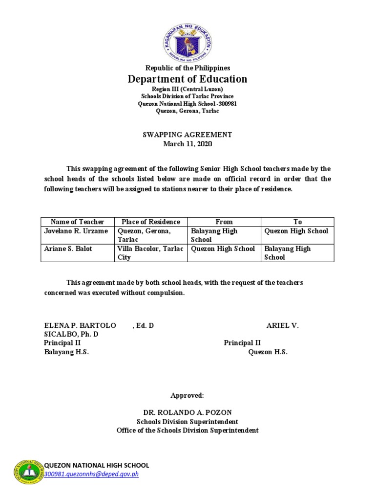 Swapping Letter | PDF | Government | Philippines Swapping Letter | PDF | Government | Philippines