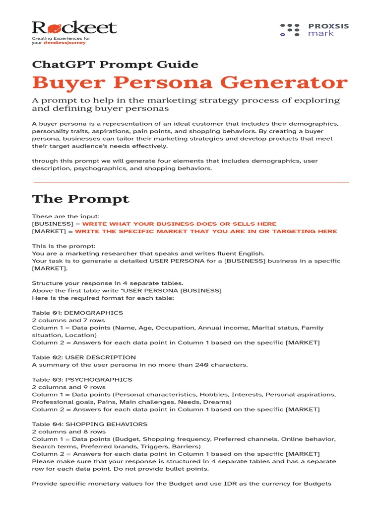 Buyer Persona ChatGPT Prompt Guide | PDF