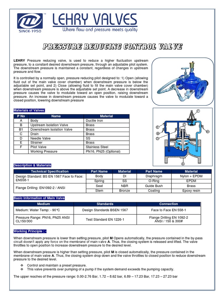 Pressure Reducing Valve Maintains Constant Downstream Pressure | PDF ...
