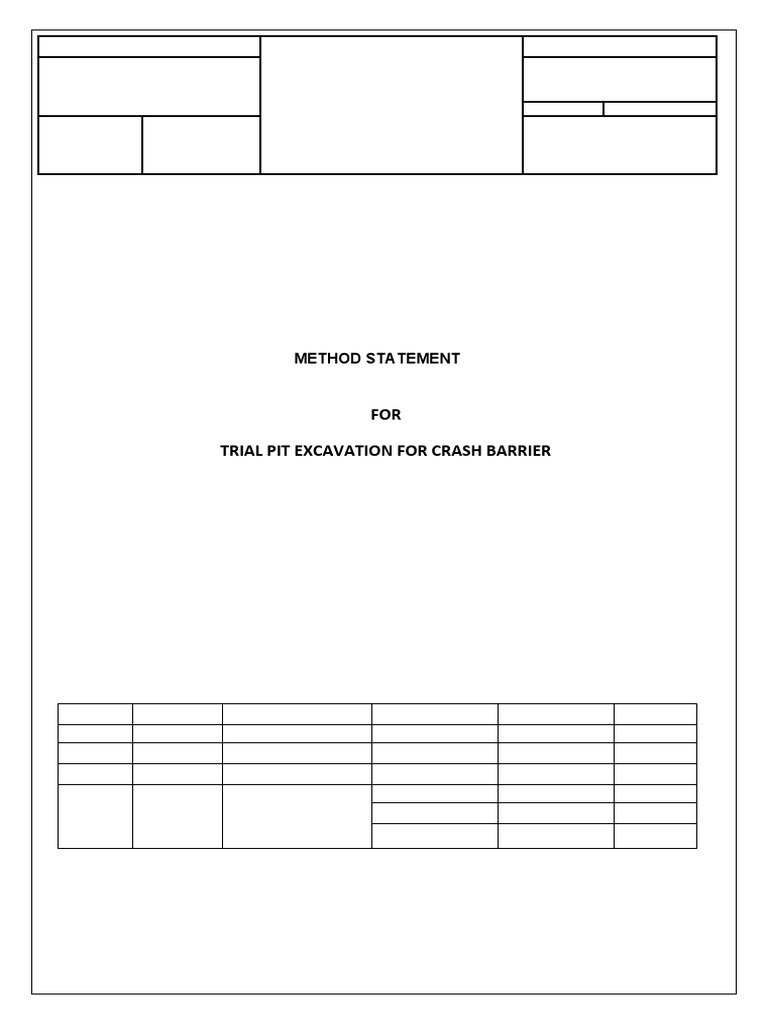 Method Statement For Trial Pit Excavation | PDF | Safety