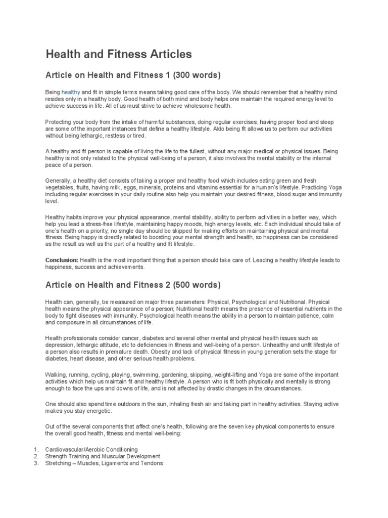 Health and Fitness Articles 2 | PDF | Physical Fitness | Diet (Nutrition)