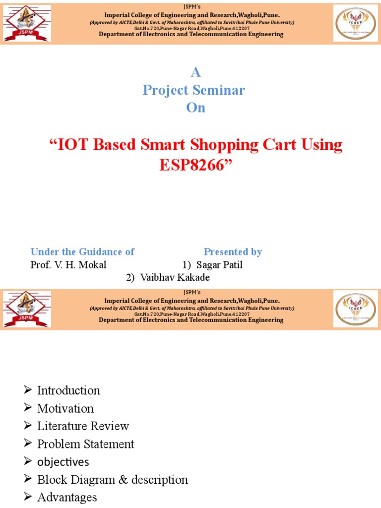 "IOT Based Smart Shopping Cart Using ESP8266": A Project Seminar On | PDF | Internet Of Things ...