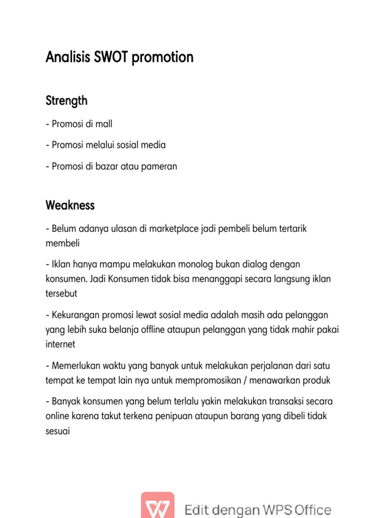 Analisis SWOT P-WPS Office | PDF | Bisnis