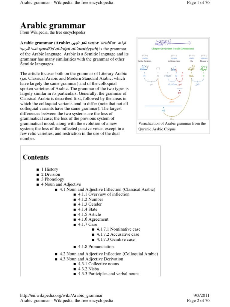 Arabic Grammar | PDF | Grammatical Number | Grammatical Gender