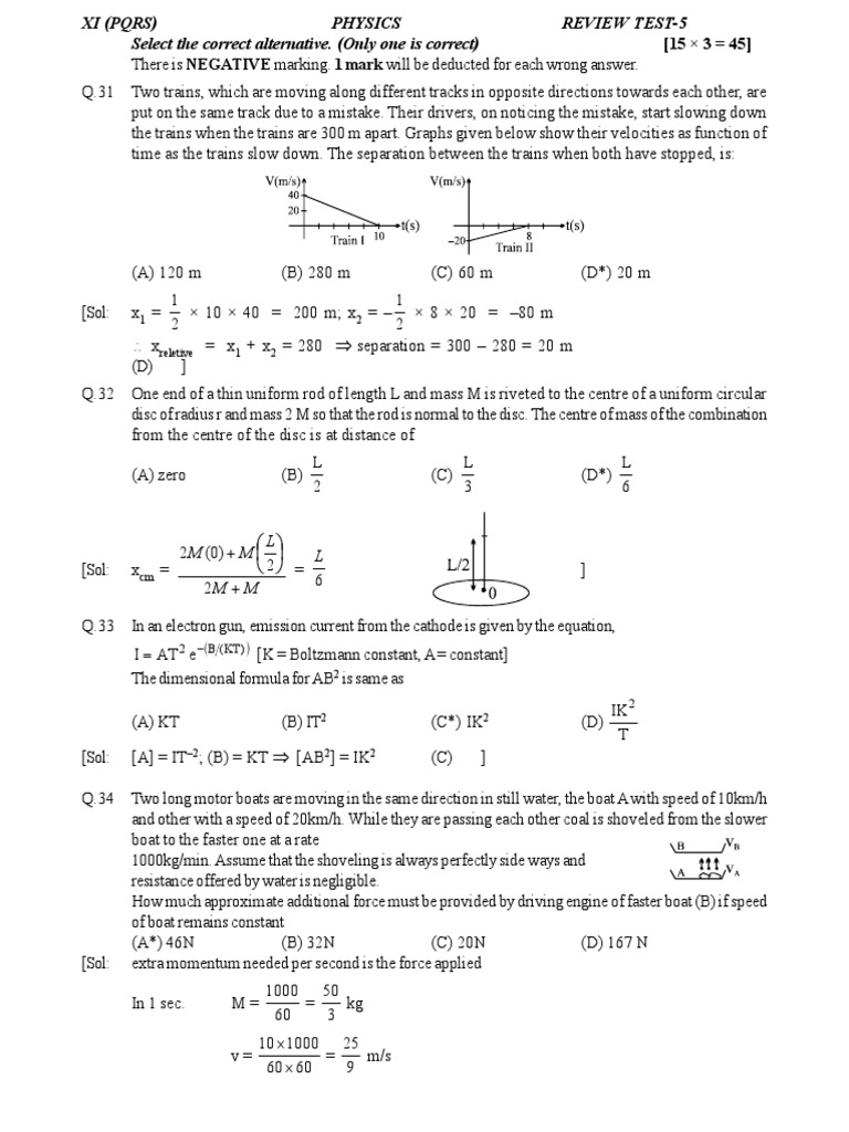 PHYSICS-15-10 - 11th (PQRS) SOLUTION | PDF | Collision | Force