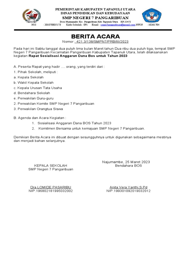 Berita Acara Rapat Bos | PDF