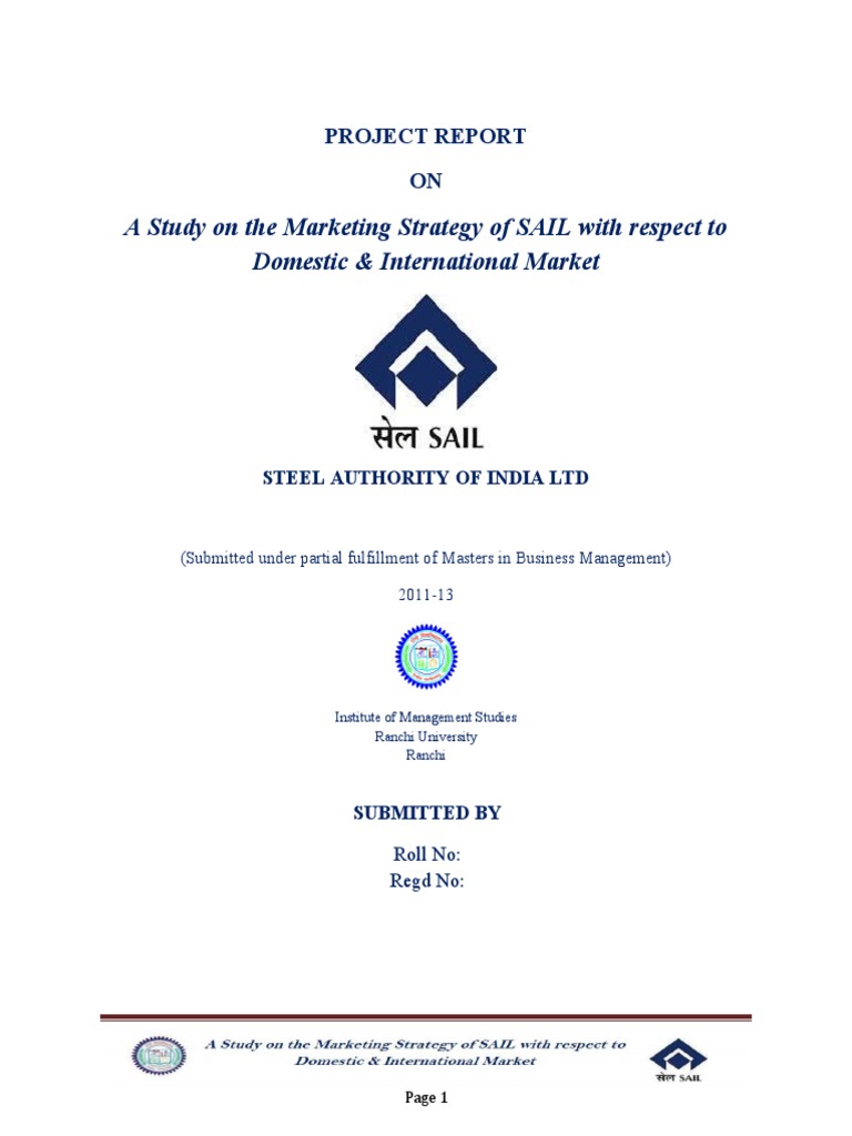 SIP Report SAIL | Download Free PDF | Strategic Management | Marketing ...