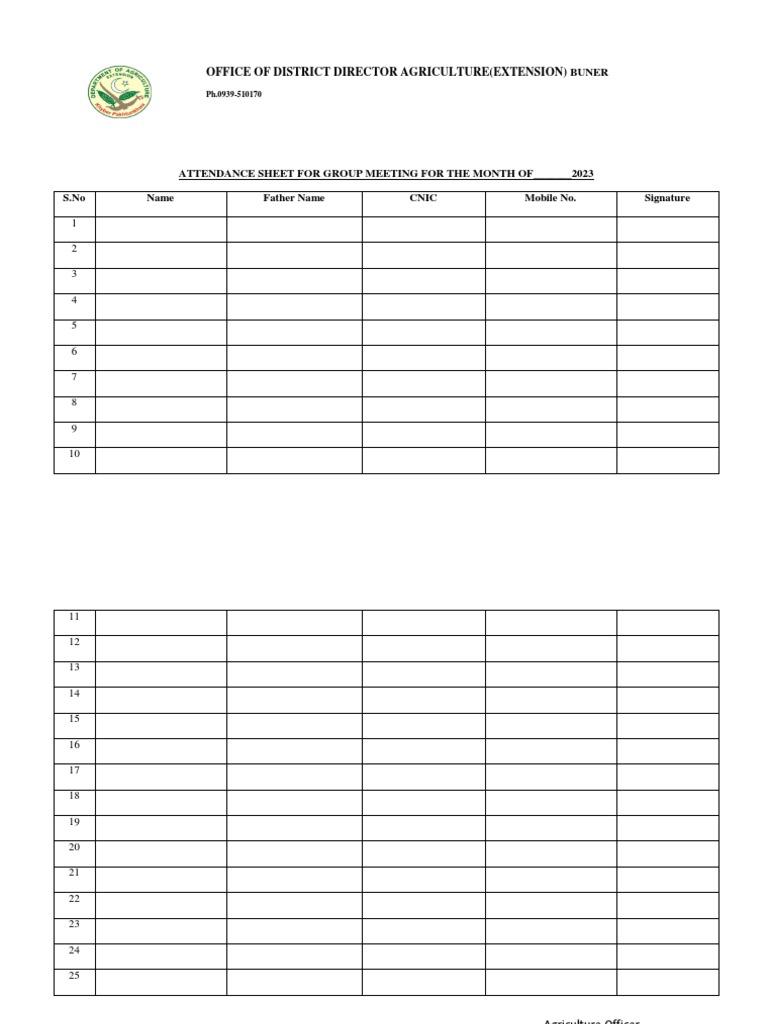 Group Meeting Attendance Sheet 2023 | PDF
