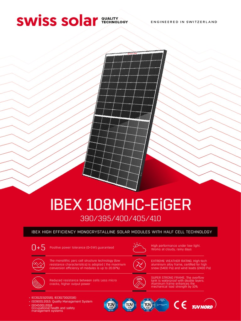 IBEX 108MHC EiGER 390 410 V3 - Compressed | PDF | Solar Panel | Materials