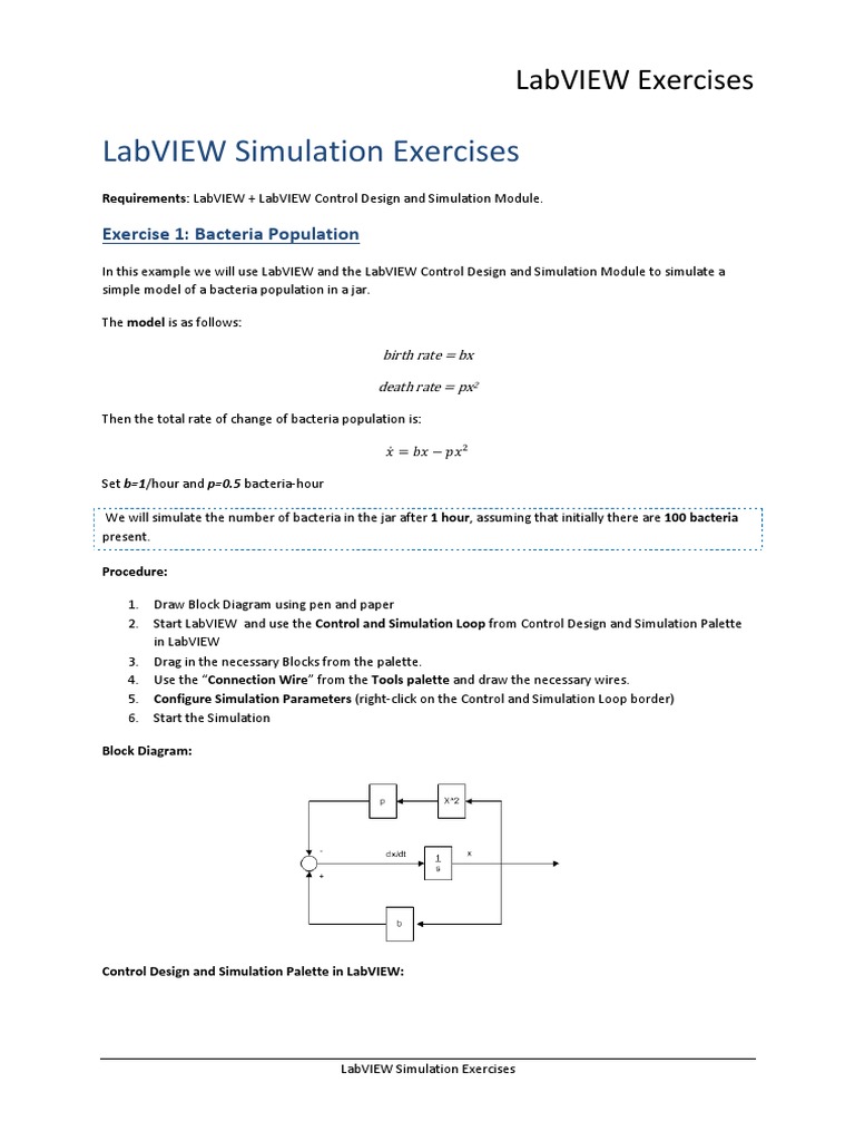 LabVIEW Simulation Exercises | PDF | Acceleration | Force