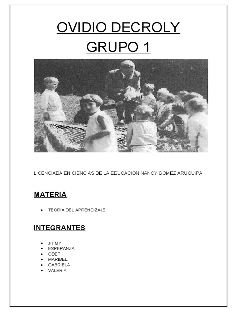 Ovidio Decroly Exposicion | PDF | Sicología | Enseñando