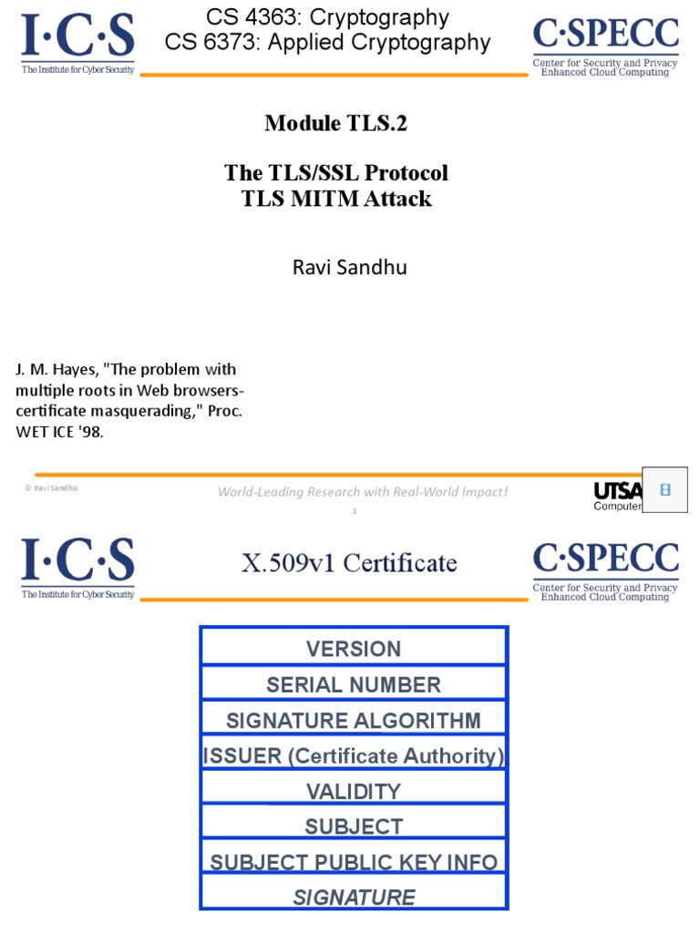 Module TLS.2 The TLS/SSL Protocol TLS MITM Attack | PDF | Public Key Certificate | Transport ...