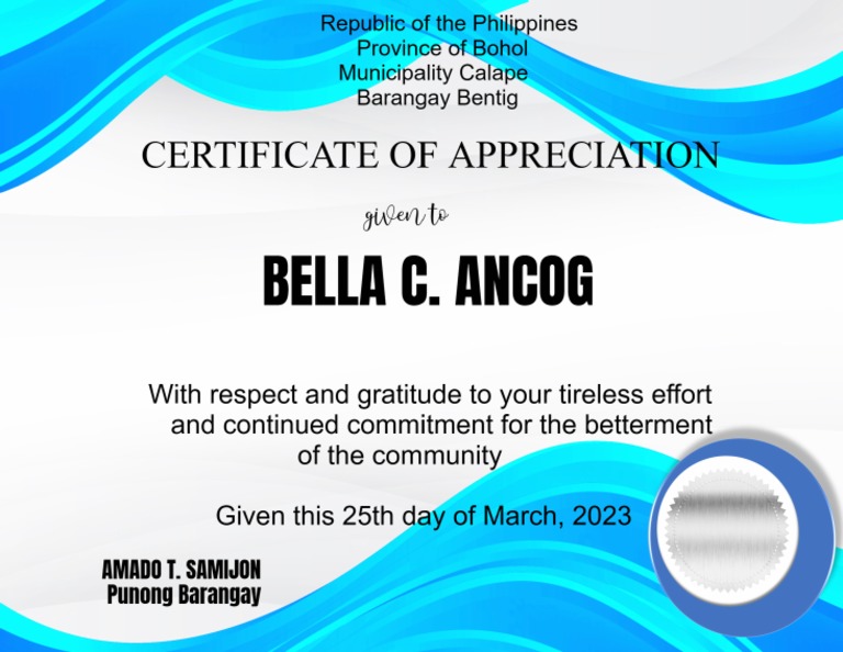 Certificate of Appreciation | PDF
