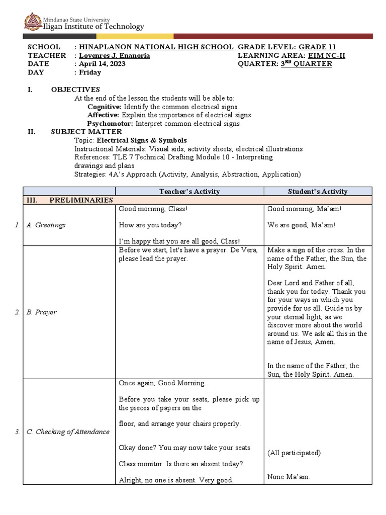 Lesson Plan 10 - Electrical Hazard | PDF | Hazards | Teachers