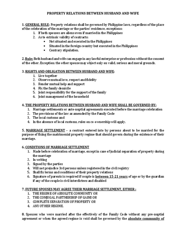 Property Relations Between Husband and Wife | PDF | Mortgage Law ...