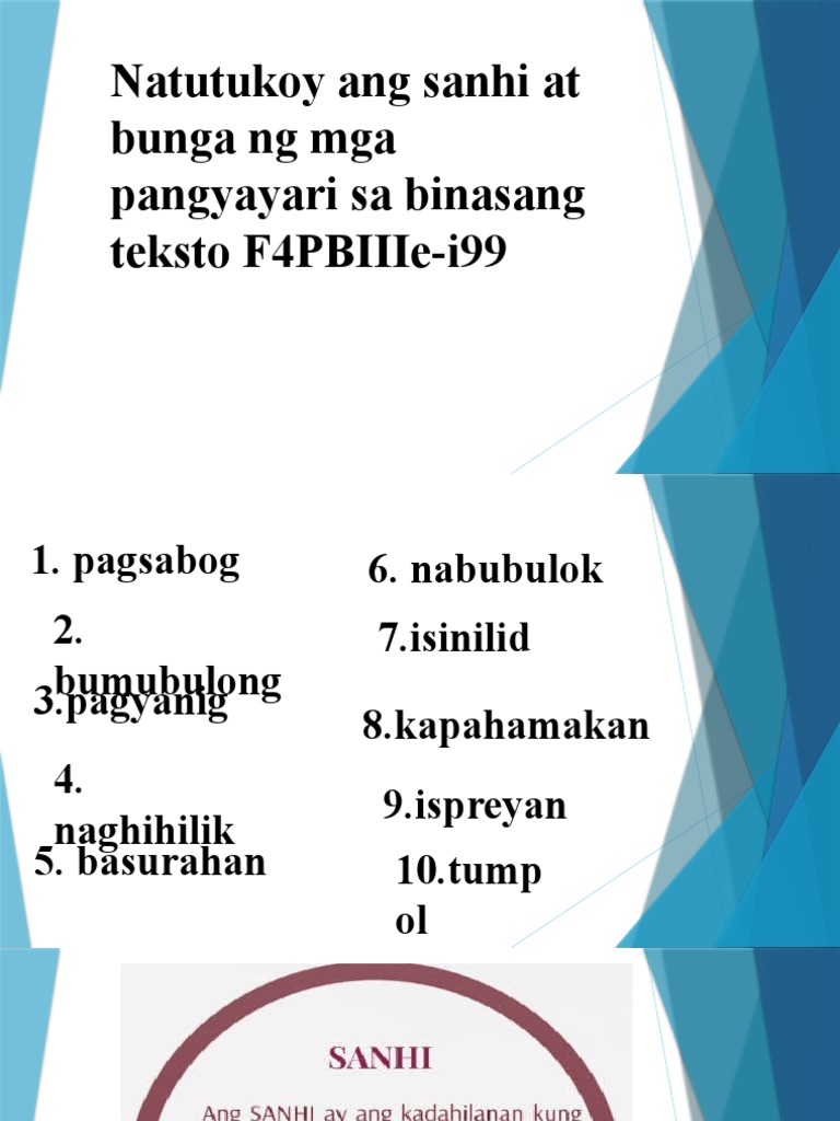 Natutukoy Ang Sanhi at Bunga NG Mga Pangyayari Sa Binasang Teksto ...