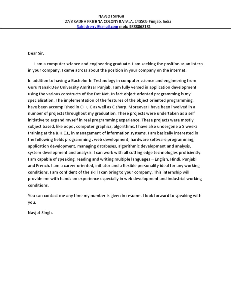 Cover Letter | PDF