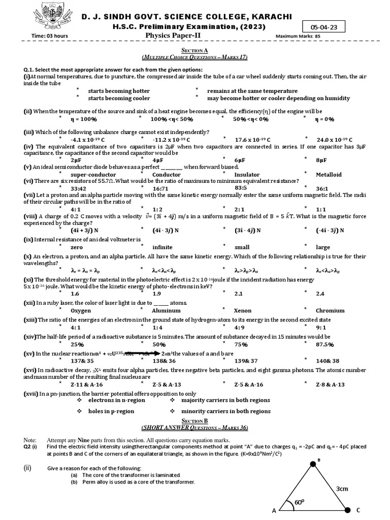 Analysis of a Physics Exam for the HSC Preliminary Examination | PDF | Electron | Energy Level