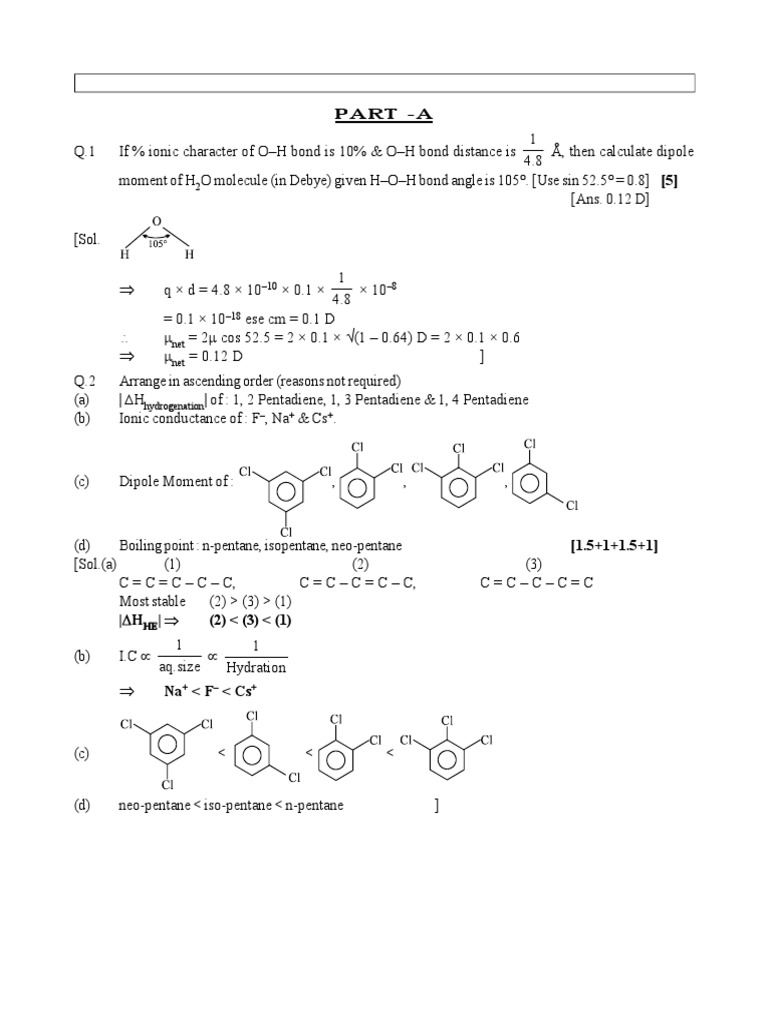 CHEMISTRY-25-02-11th (PQRS & J) | Download Free PDF | Atomic Orbital | Chemical Polarity