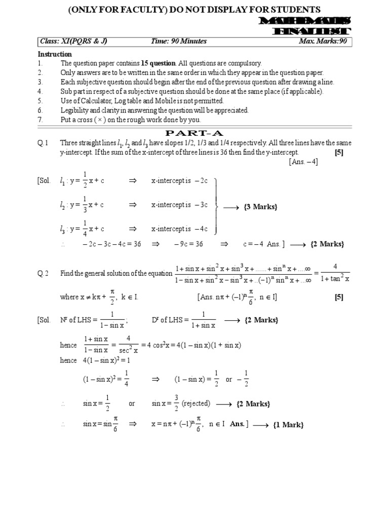 MATHEMATICS-25-2-11th (PQRS & J) Partial Marking | PDF | Triangle ...