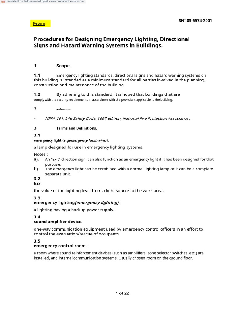 Emergency Lighting, Directional Signs and Hazard Warning Systems ...