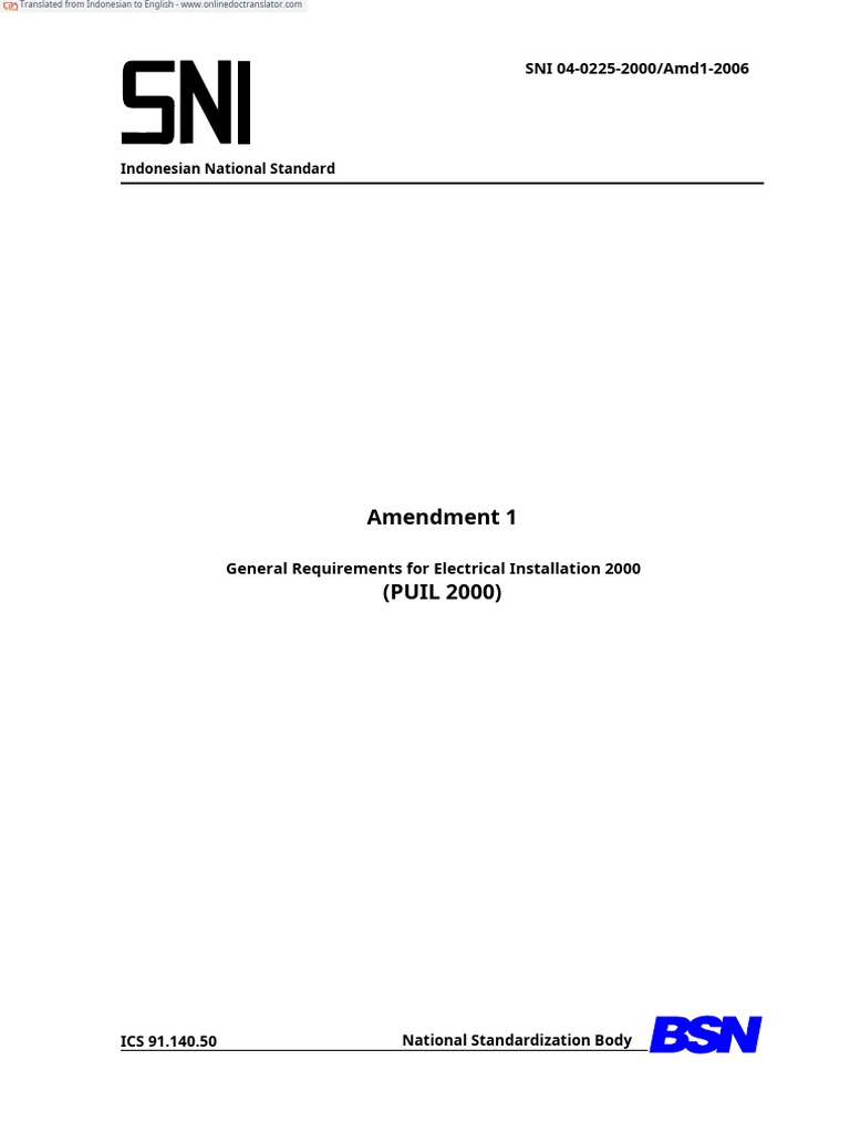 SNI - 04 - 0225 - 2000 General Req For Electrical Installations | PDF | Fuse (Electrical ...