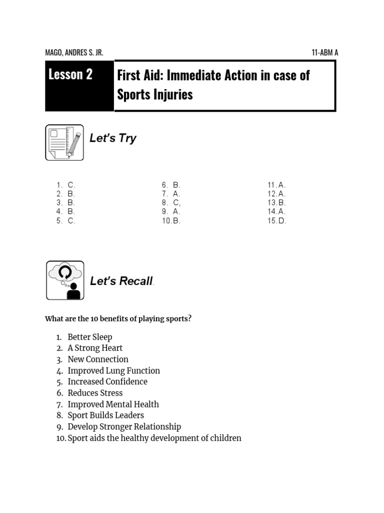 First Aid Procedures for Sports Injuries | PDF | First Aid | Anatomical ...