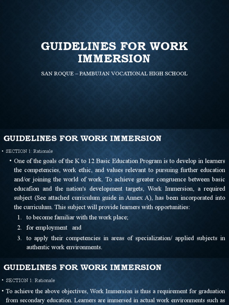 Work Immersion | PDF | Learning | Curriculum