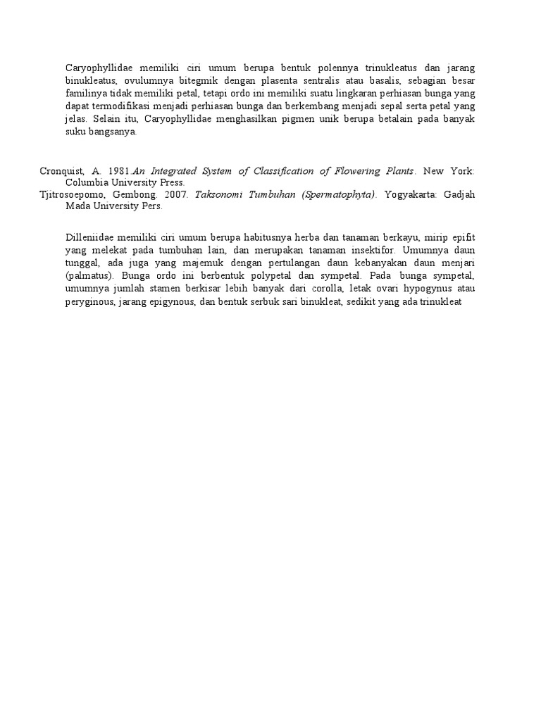 Ciri Bunga Sympetal dalam Dilleniidae | PDF | Griya & Taman