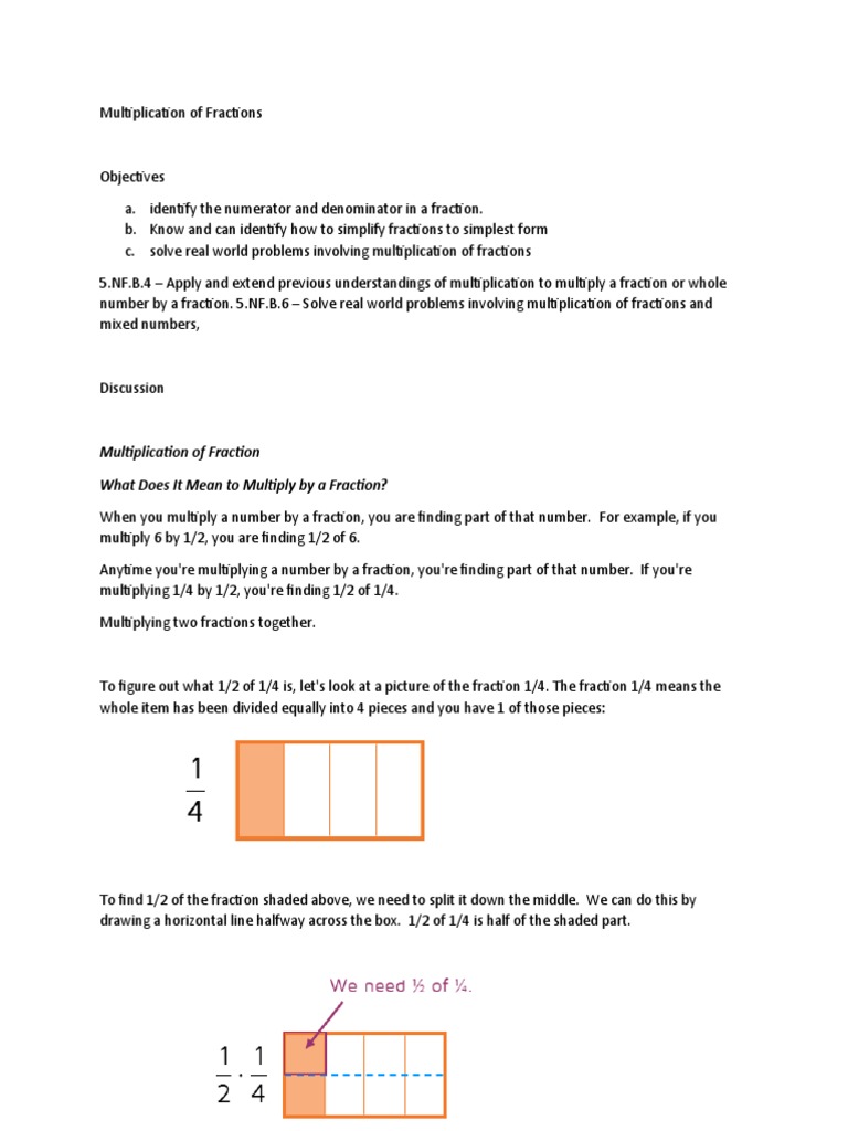 Multiplication of Fractions | PDF