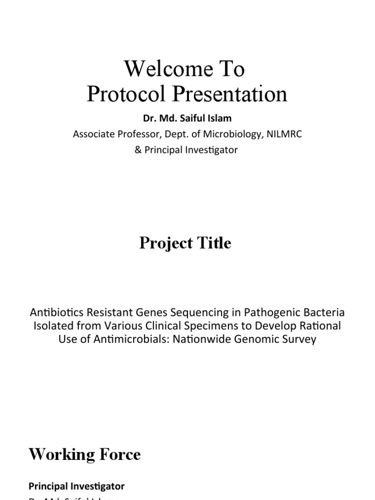 Welcome To Protocol Presentation: Associate Professor, Dept. of ...