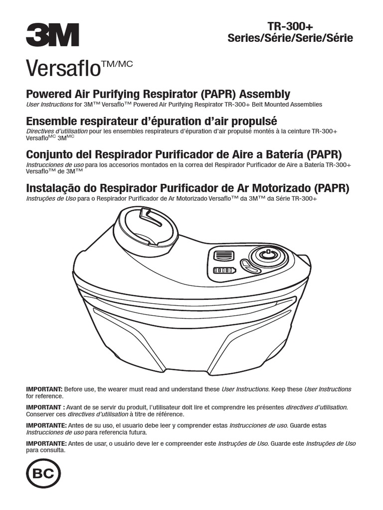 3M Versaflo PAPR Assembly TR-300+ Series User Instruction | PDF | Battery Charger | Safety