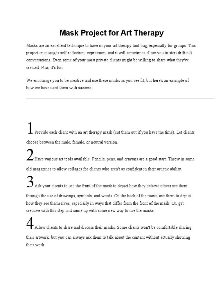 Art Therapy Mask Project Guide | PDF | Self-Improvement
