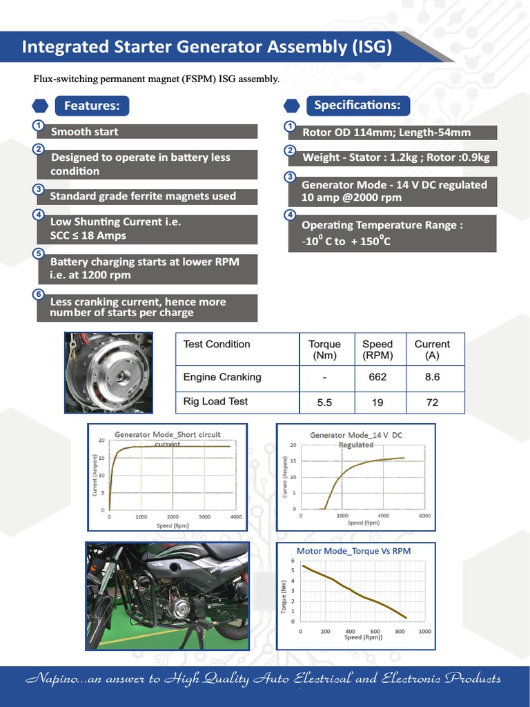 Integrated Starter Generator Assembly (ISG) : Features: Specifica Ons ...