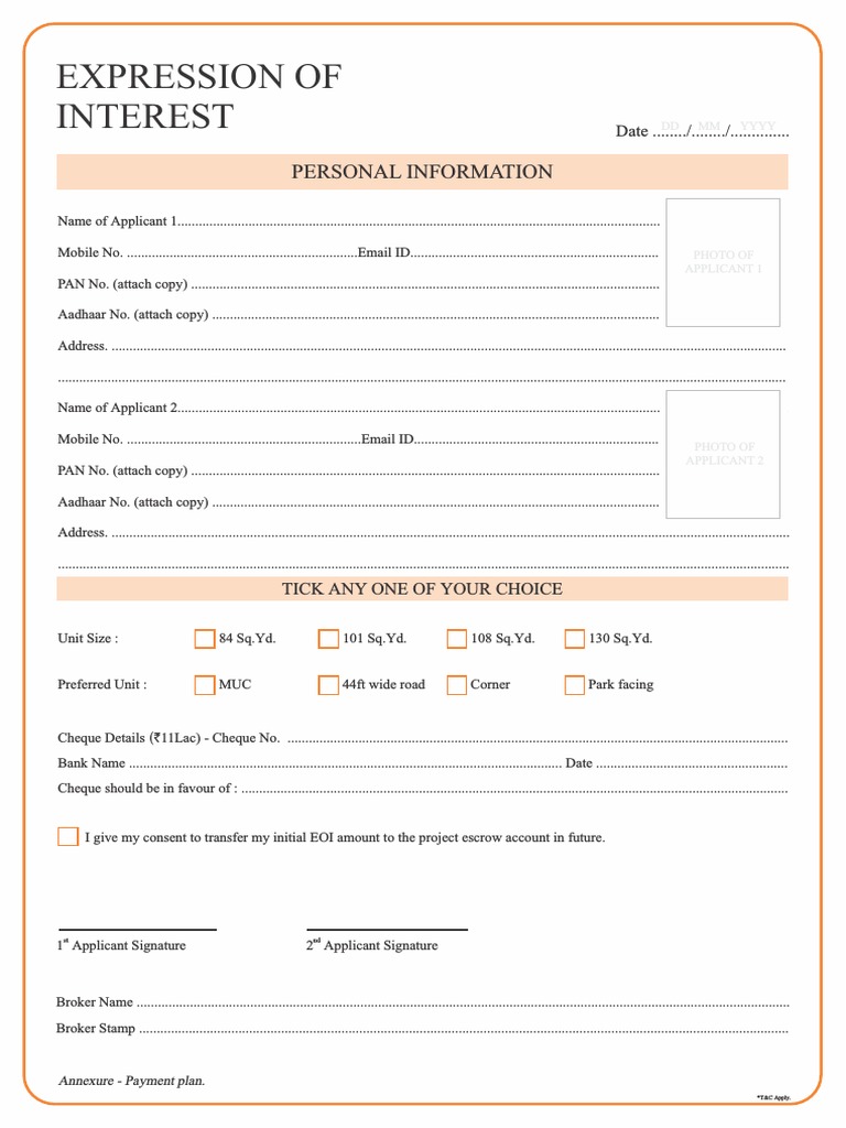 EOI Form - SS Group Sector-90, Gurugram | PDF | Cheque
