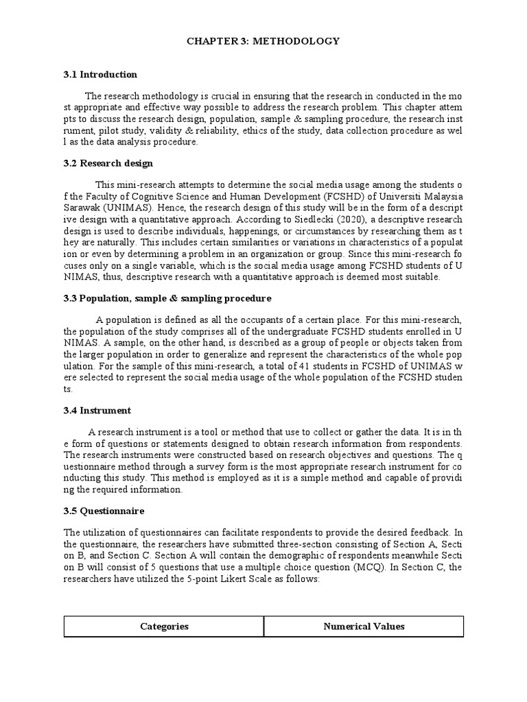 Chapter 3: Methodology | PDF | Cronbach's Alpha | Methodology