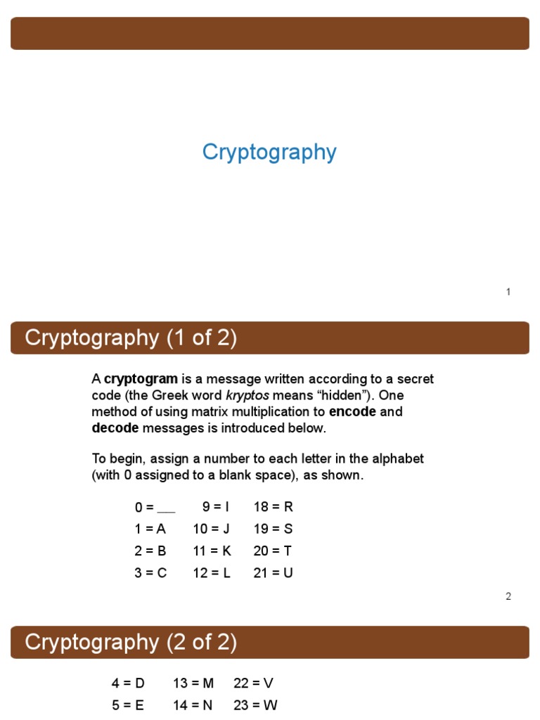 Cryptography | PDF | Matrix (Mathematics) | Code
