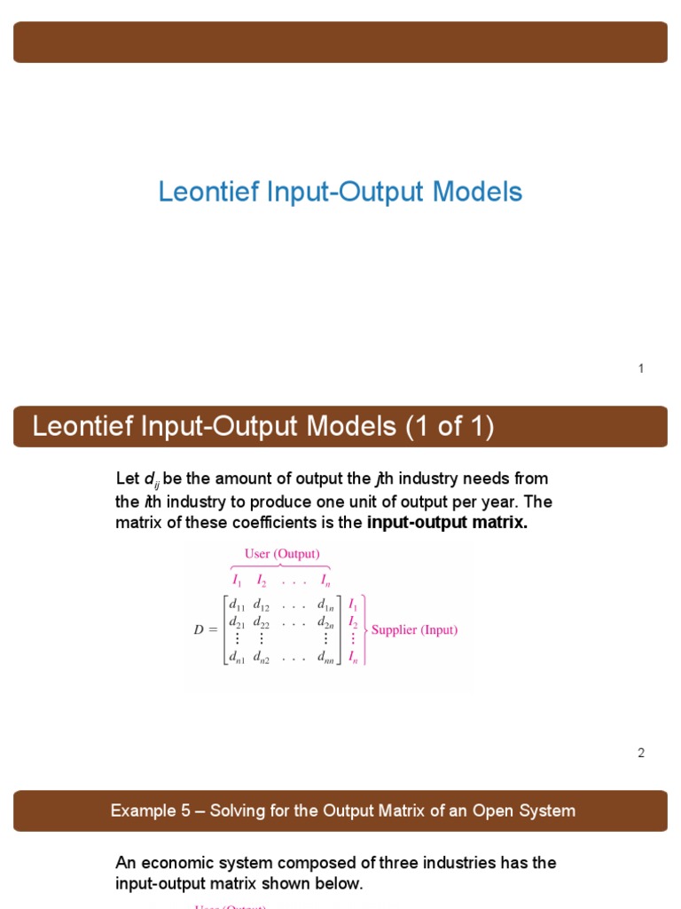 Leontief Input-Output Models | PDF