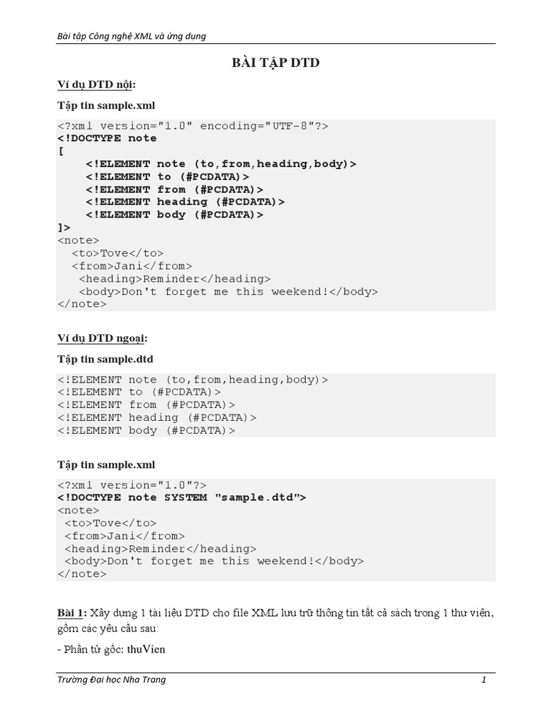 BÀI TẬP DTD | PDF