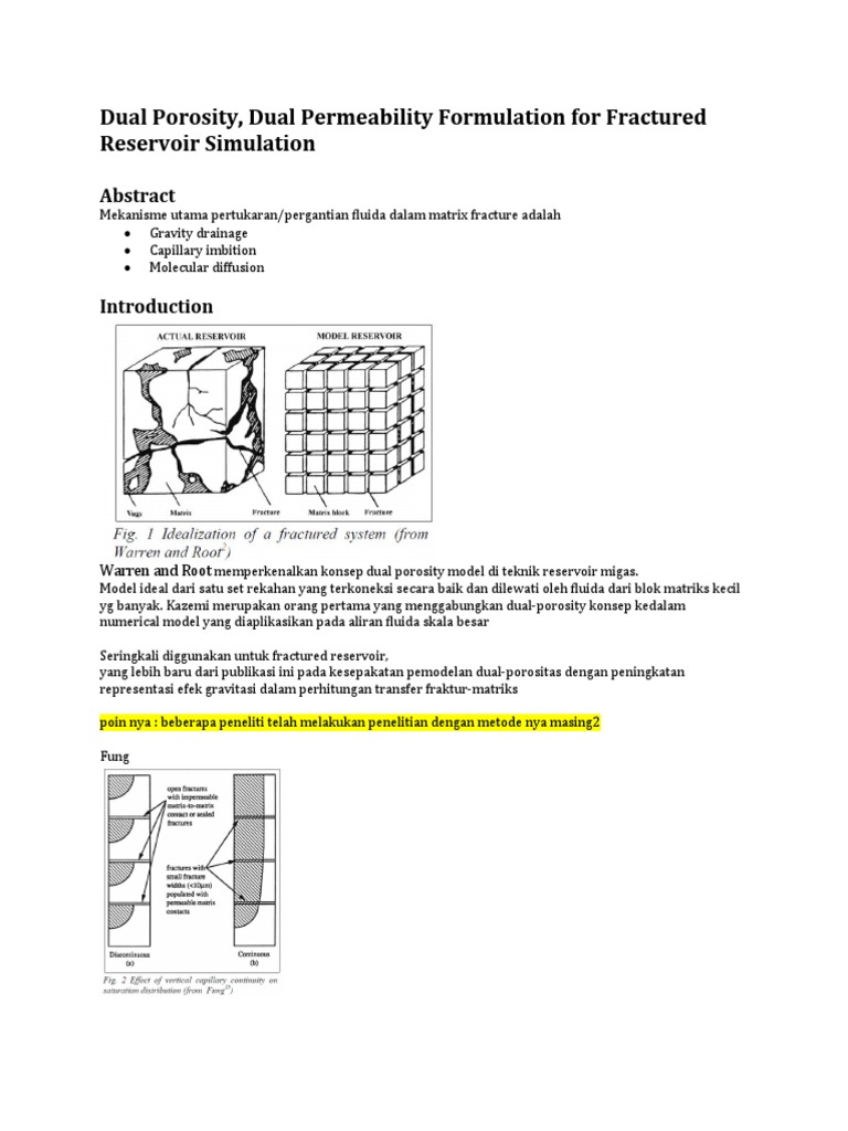 Dual Porosity, Dual Permeability Formulation For Fractured Reservoir Simulation | PDF