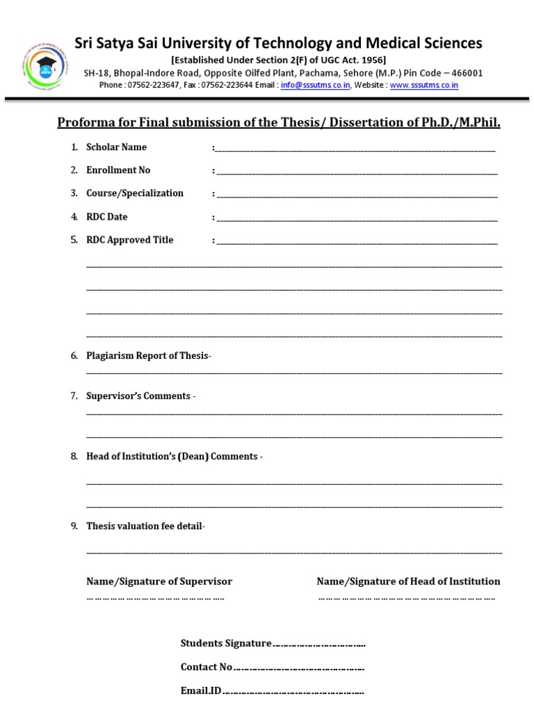 PHD Final Submission Form 2 | PDF | Thesis | Qualifications
