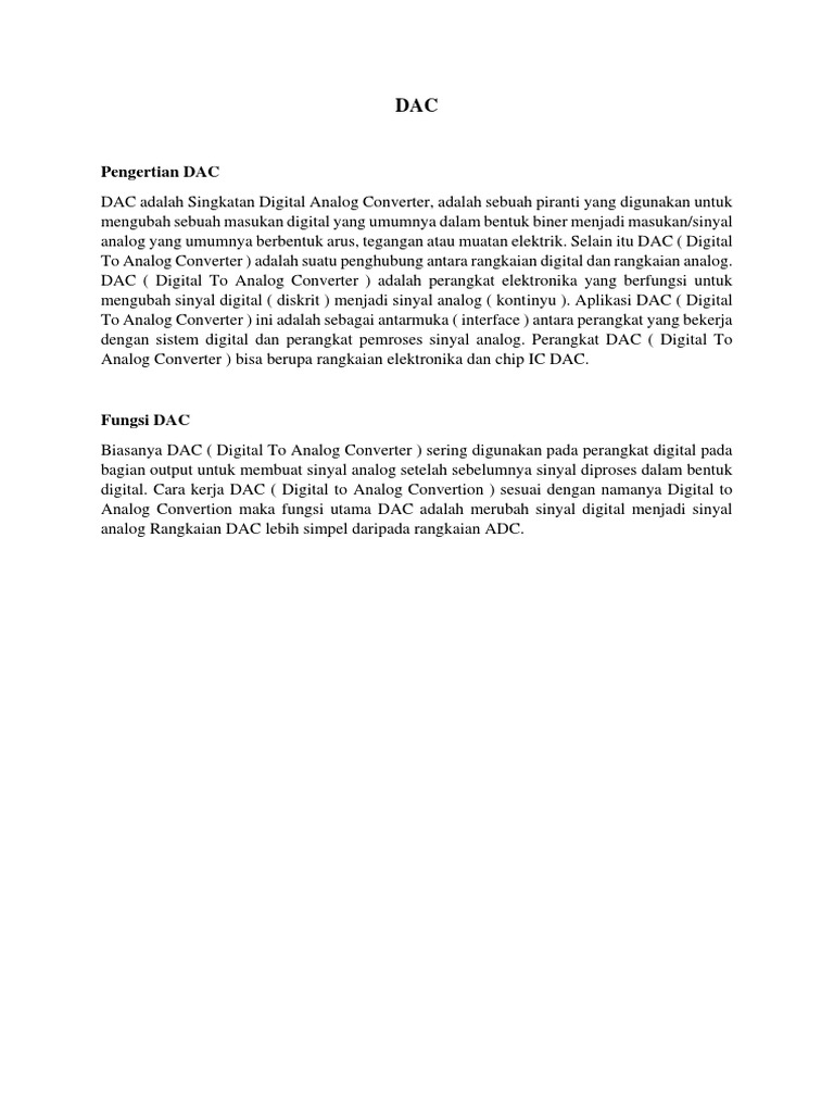 Pengertian DAC | PDF | Metode & Bahan Ajar | Komputer
