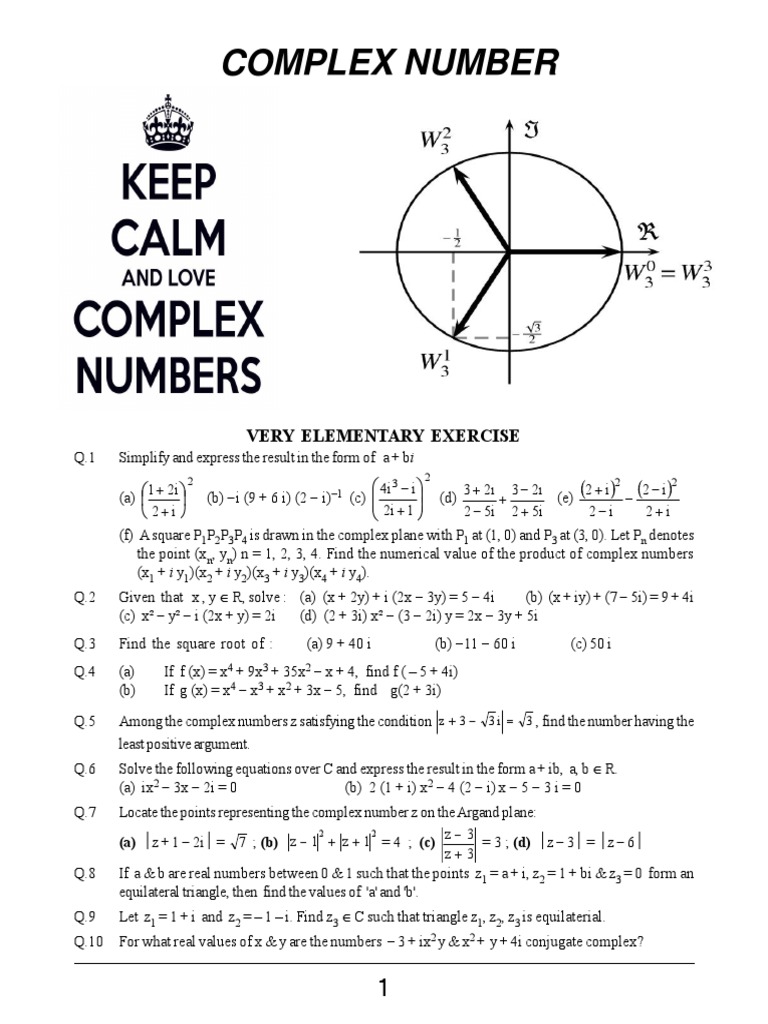 Complex Number: Very Elementary Exercise | PDF | Complex Number | Circle