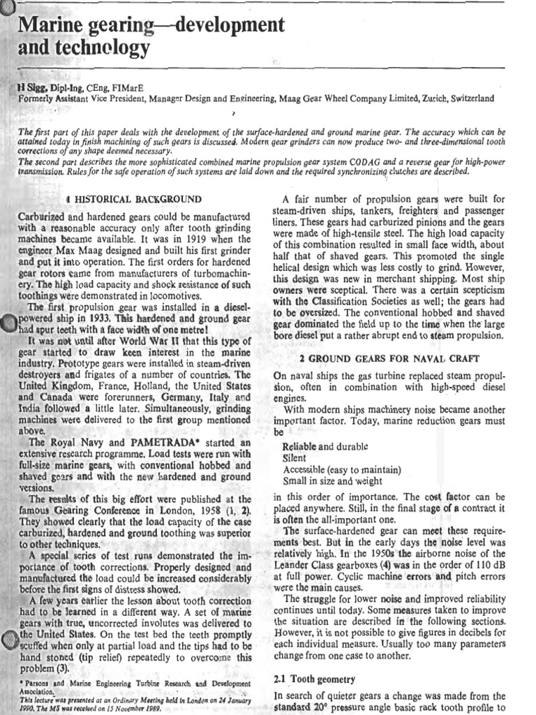 Maag, Sigg, Marine Gearing Development and Tech | PDF | Gear | Clutch