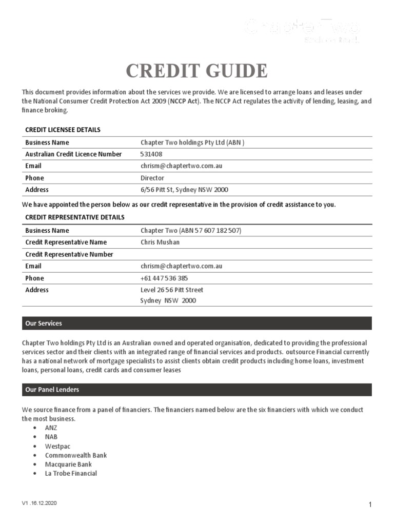 Credit Guide Summary | PDF | Loans | Credit