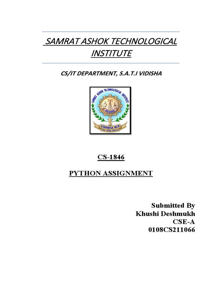 Samrat Ashok Technological Institute: Cs/It Department, S.A.T.I Vidisha | Download Free PDF ...