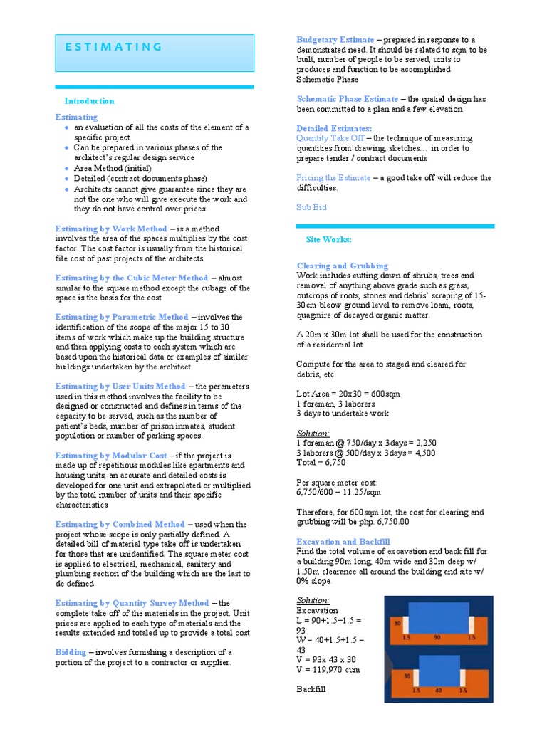 ESTIMATING | PDF | Concrete | Building Engineering