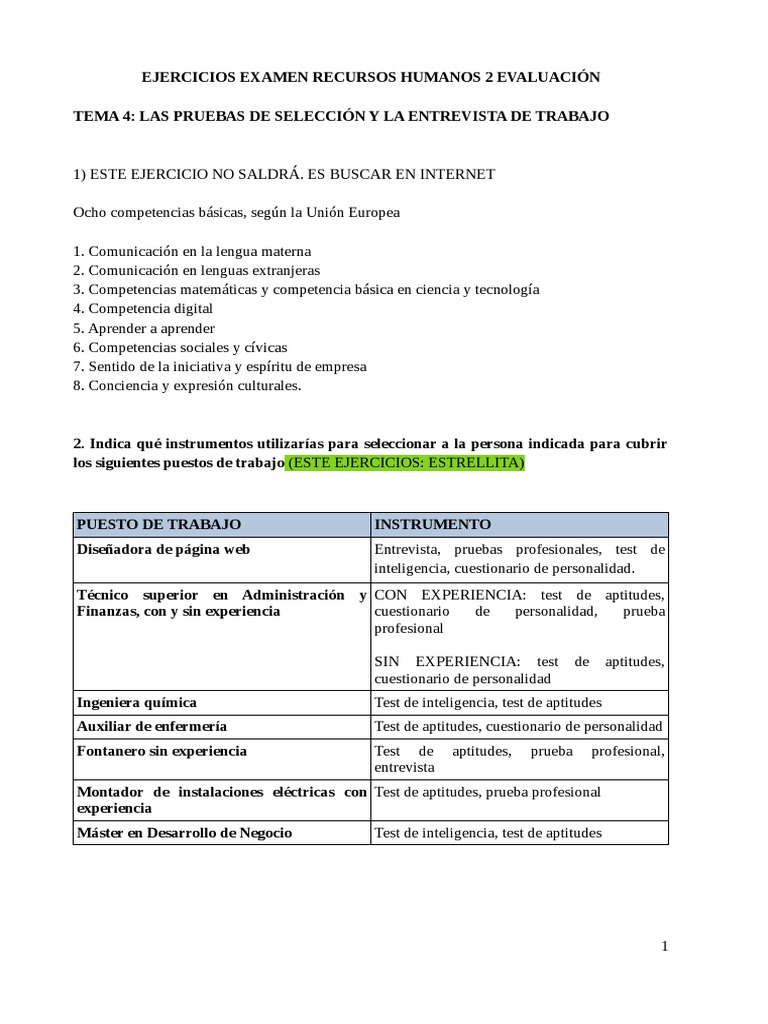 EJERCICIOS TEMAS 4,5,7 RRHH Examen ACTUALIZADO | PDF | Motivación | Motivacional