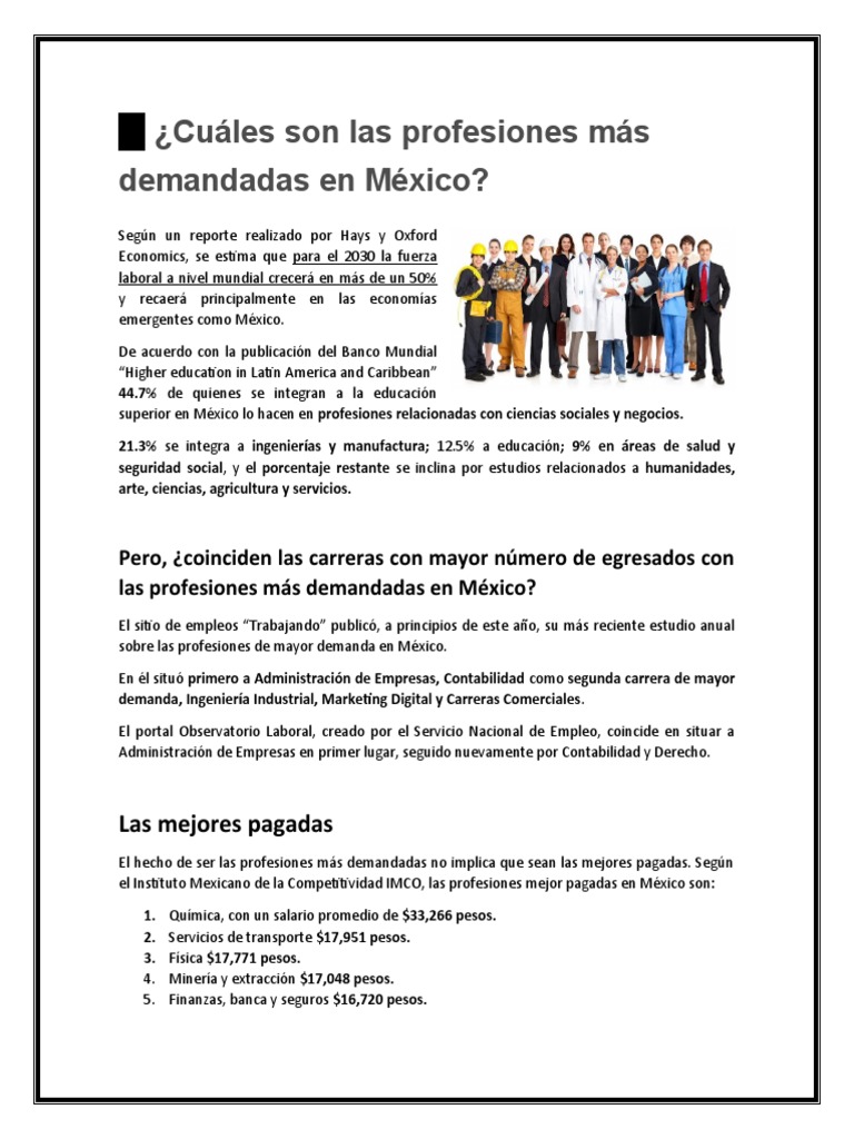 Profesiones Demandadas en México 2030 | PDF | Ciencias sociales